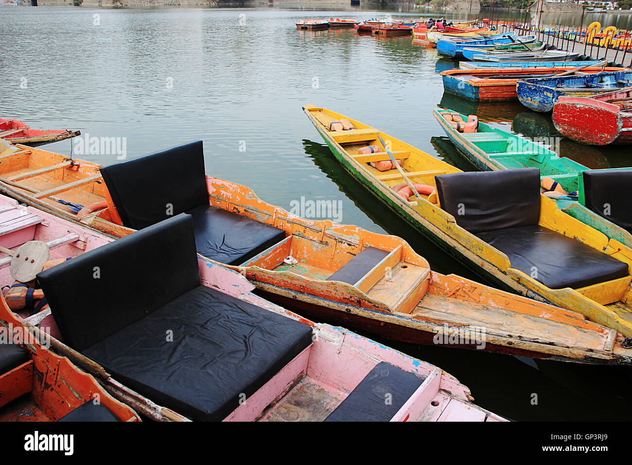 Attractive, colorful row boats waiting for tourists at Nakki Lke, Mount ...