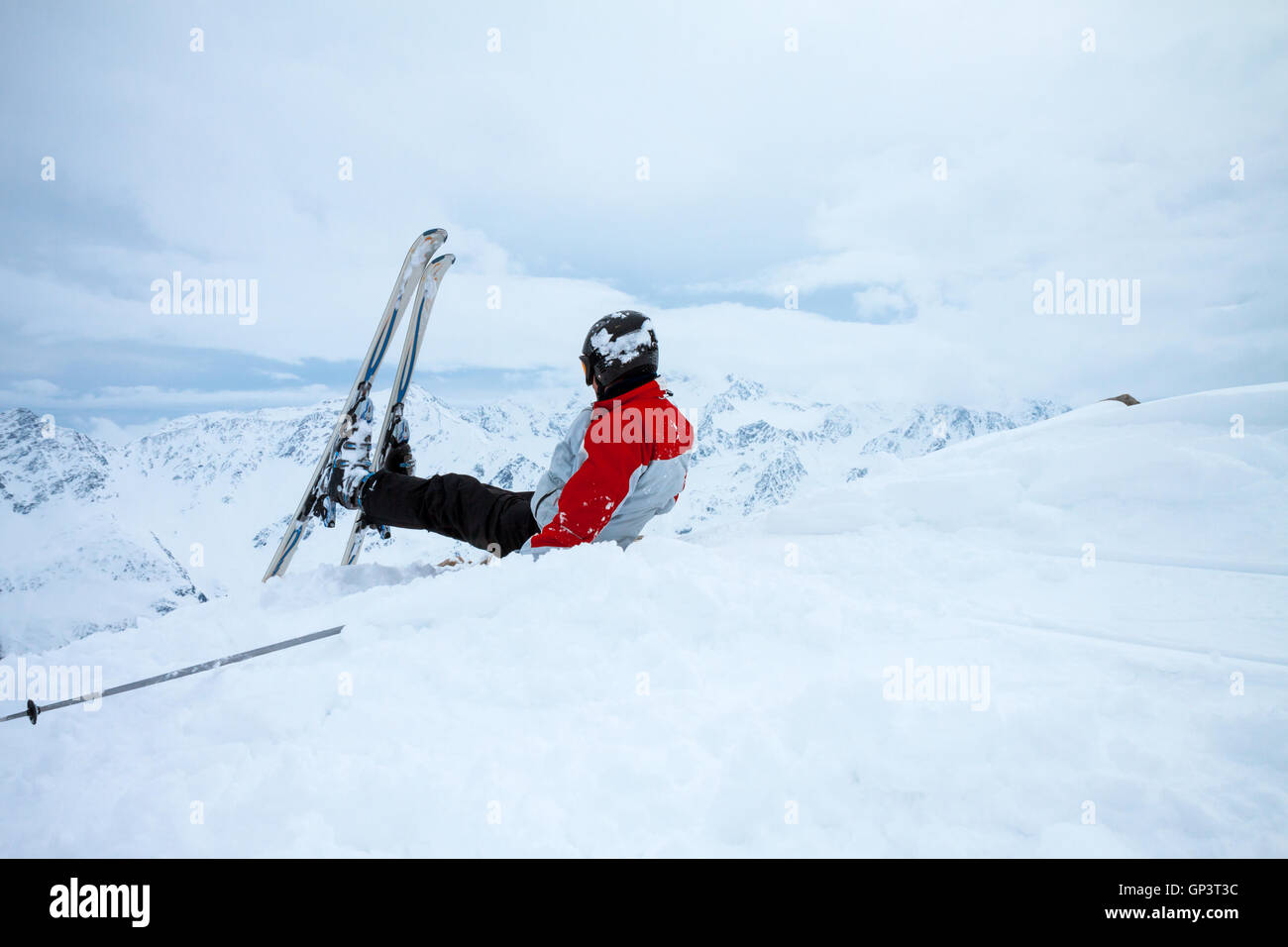 skier on snow hill in Solden, Austria, extreme winter sport Stock Photo ...