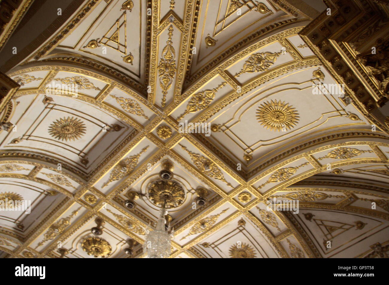 Decorative, gold painted ceiling design at Jaivilas Palace Museum ... Decorative, gold painted ceiling design at Jaivilas Palace Museum ...