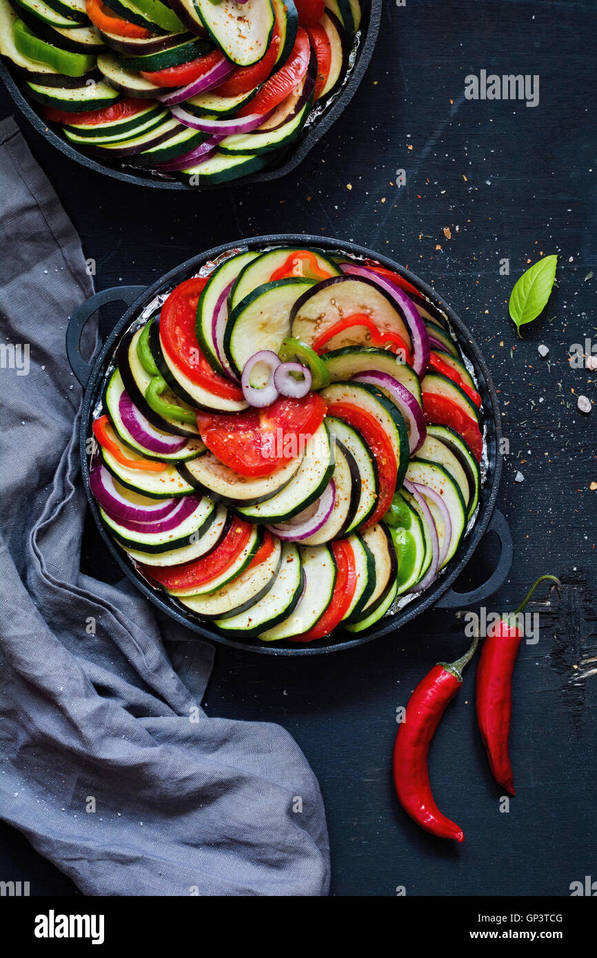 Ratatouille preparation. French cuisine vegetarian meal Stock Photo - Alamy