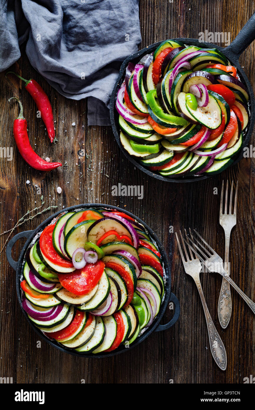 Ratatouille preparation. French cuisine vegetarian meal Stock Photo - Alamy
