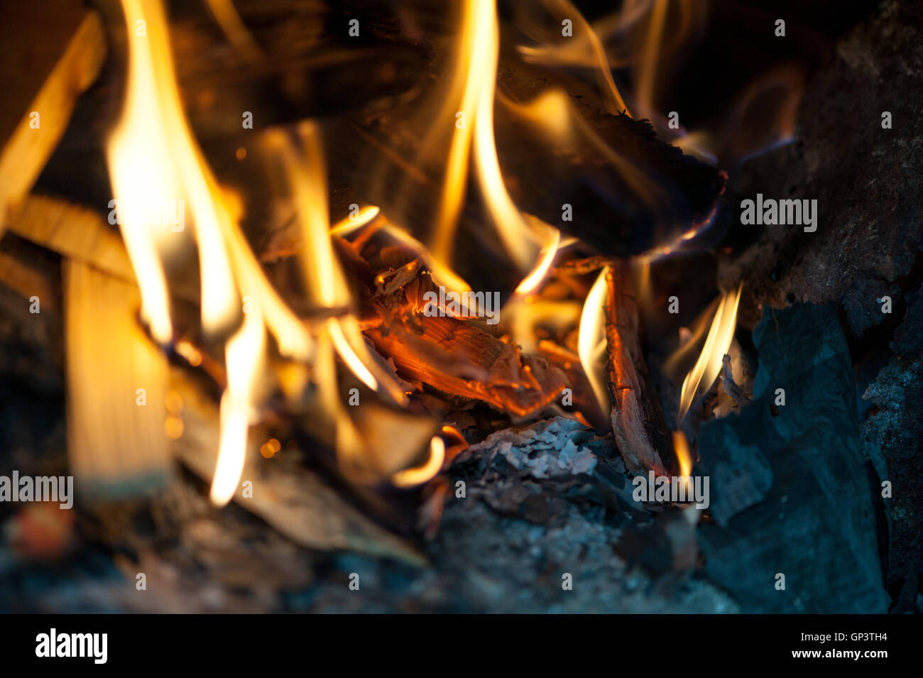 Hot flame of fire in night Stock Photo - Alamy