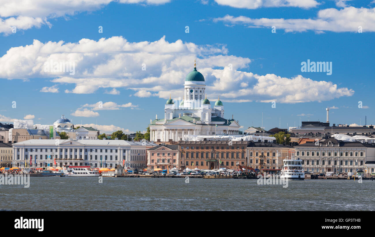 Helsinki Skyline with Cathedral and Market Square. Helsinki, Finland ...