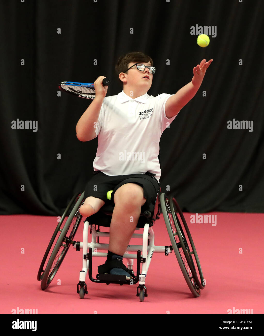 England South's Diarmuid Murphy in action during the boys singles ...
