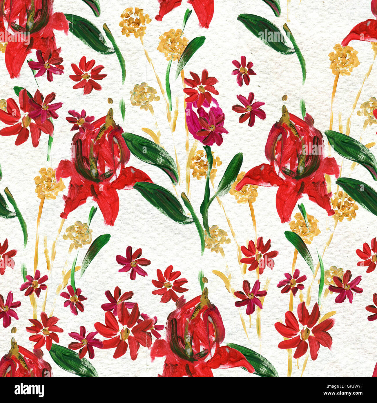 Seamless pattern with red flowers Stock Photo - Alamy