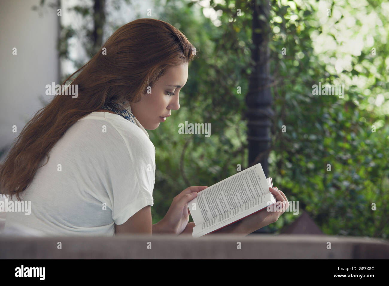 Focused woman enjoys book hi-res stock photography and images - Alamy