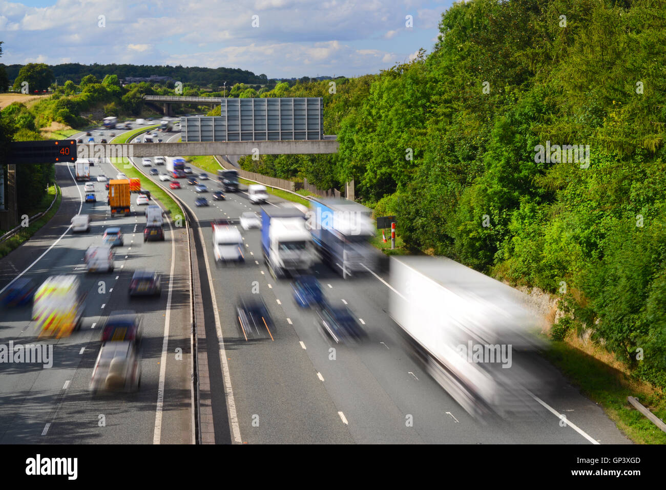 heavy traffic on the a1/m motorway near leeds yorkshire uk Stock Photo ...