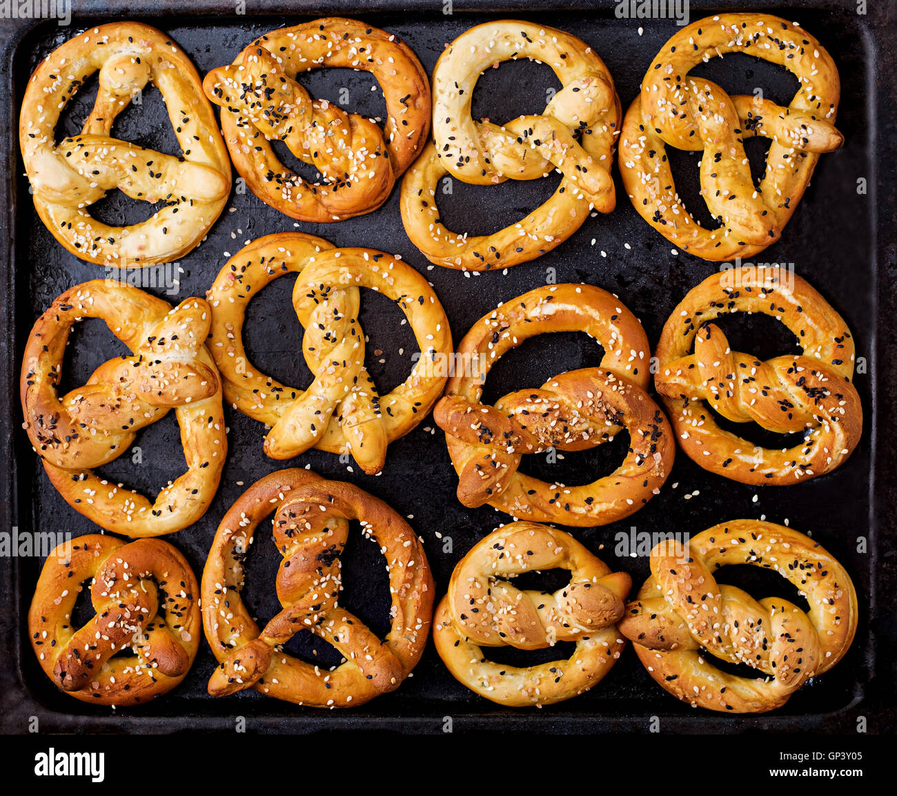 Background texture of pretzels. Top view. Oktoberfest Stock Photo - Alamy