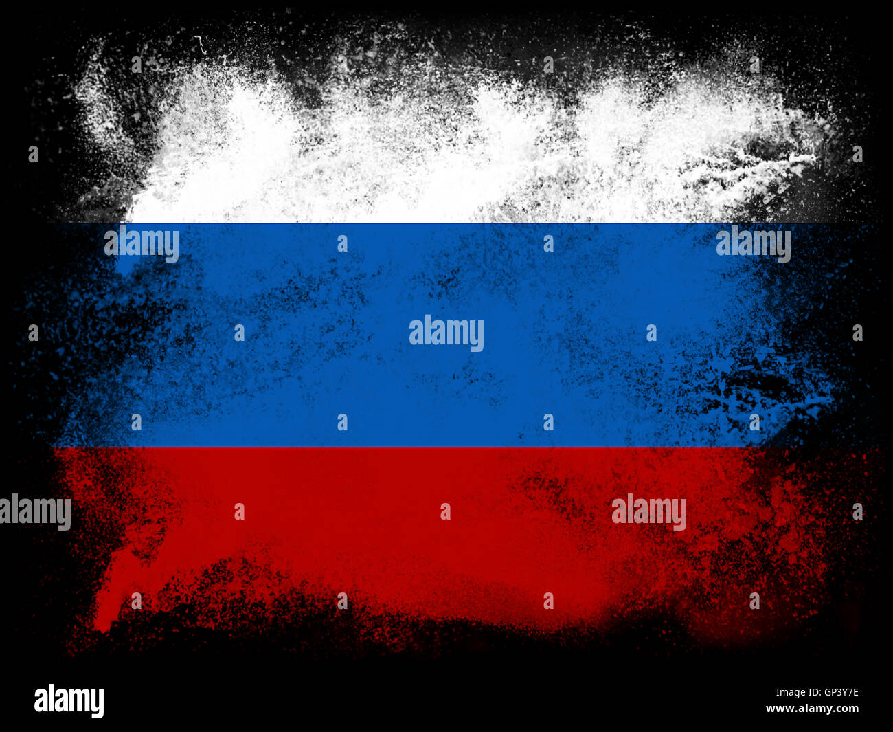 Powder paint exploding in colors of Russian Federation flag isolated on ...