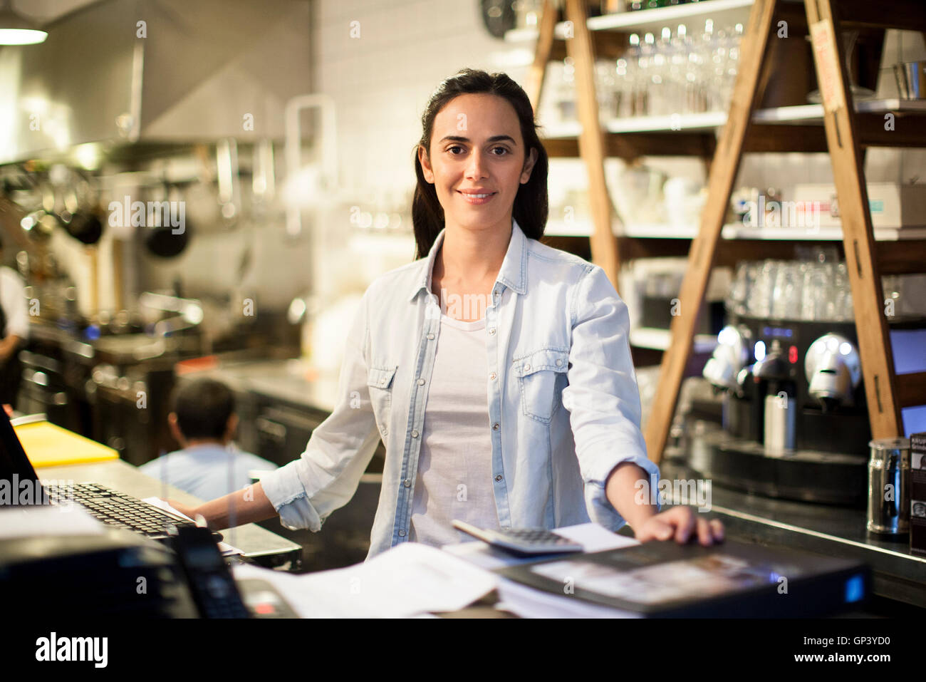 Restaurant employee, portrait Stock Photo - Alamy