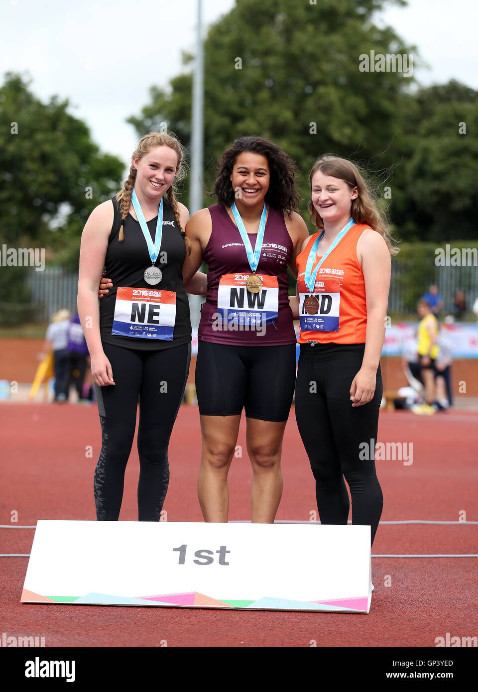 Medal presentation for the Girls hammer with England North West's Tara ...