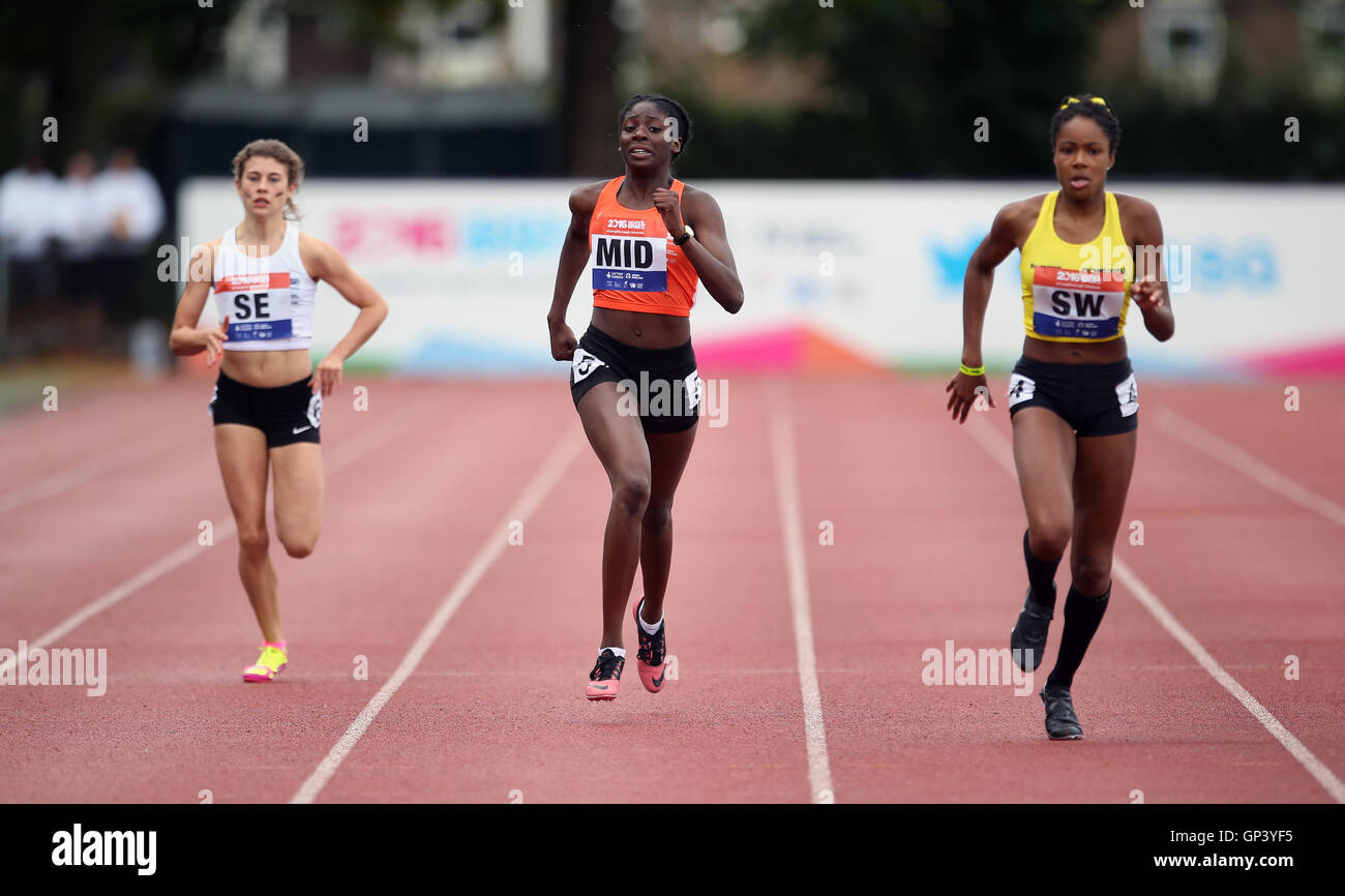 Action from the girls 300m as England South West's Amber Anning wins ...