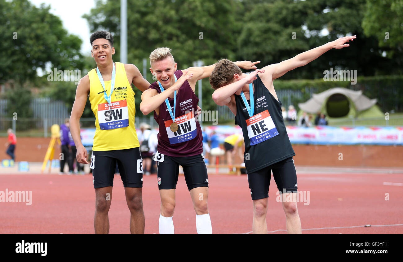 Medal presentation for the boys 400m with England North West's Ellis ...