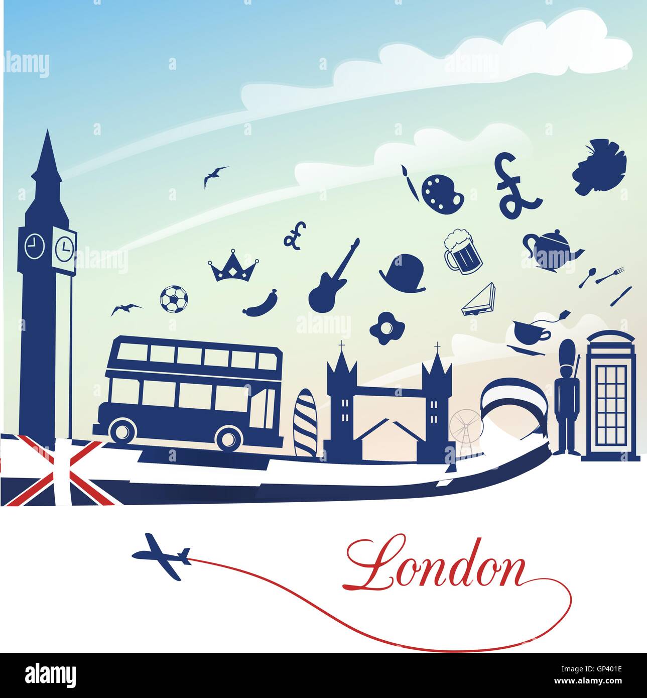 london background with flag and symbol set Stock Vector Image & Art - Alamy