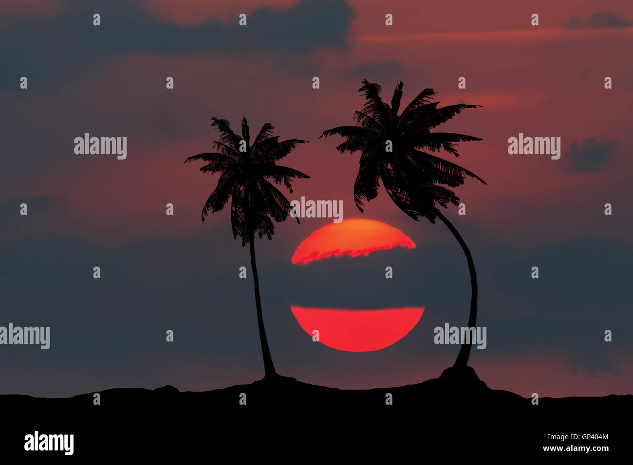 Red sky sunrise tree shadow Stock Photo - Alamy