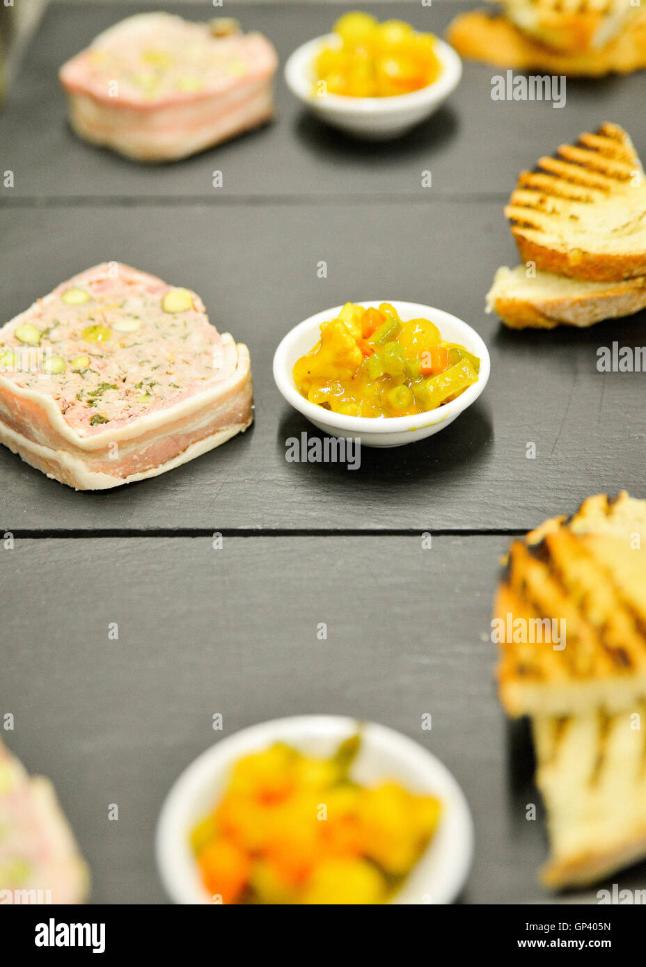 Appetizers prepared in commercial kitchen Stock Photo - Alamy