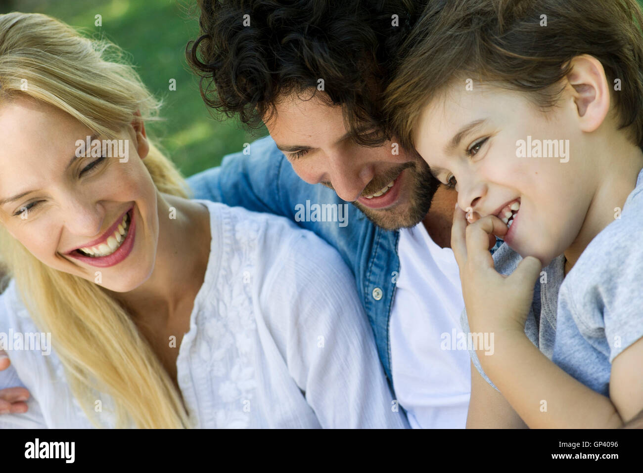 Family with one child, portrait Stock Photo - Alamy