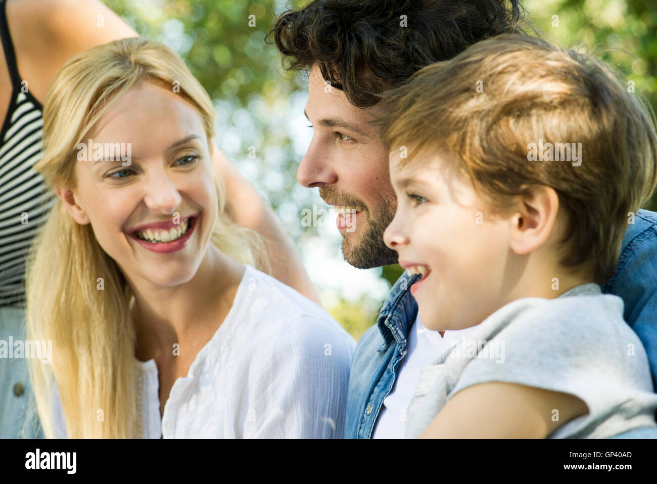 Family with one child, portrait Stock Photo - Alamy