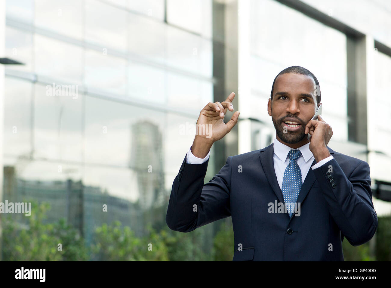 Businessperson talking explaining using gestures hi-res stock ...