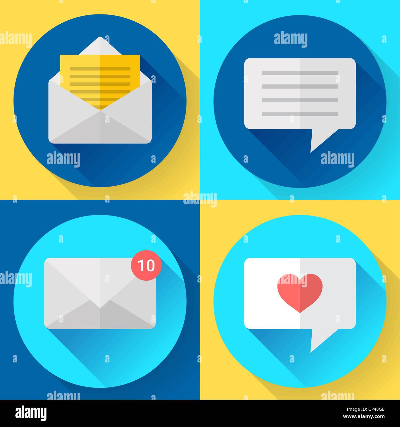 Flat color message sms icons set Stock Vector Image & Art - Alamy