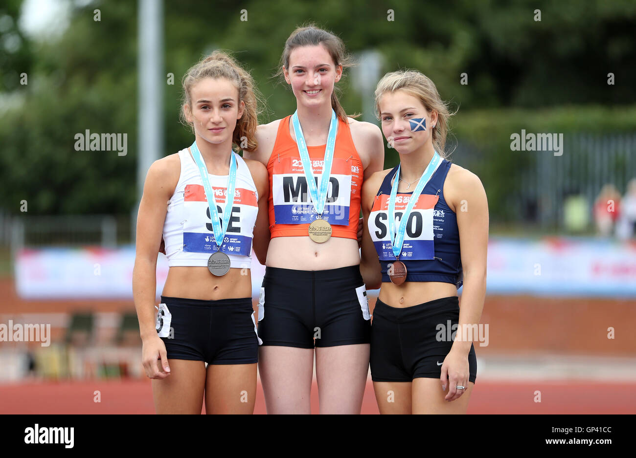 Medal presentation for the girls 80m hurdles to Jade O'Dowda, Jade ...