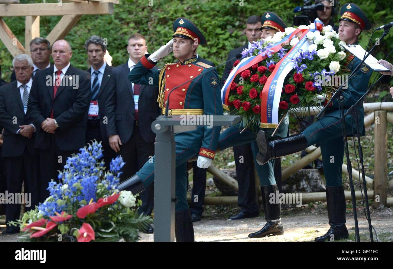Russian President Vladimir Putin during a wreath laying ceremony at a ...