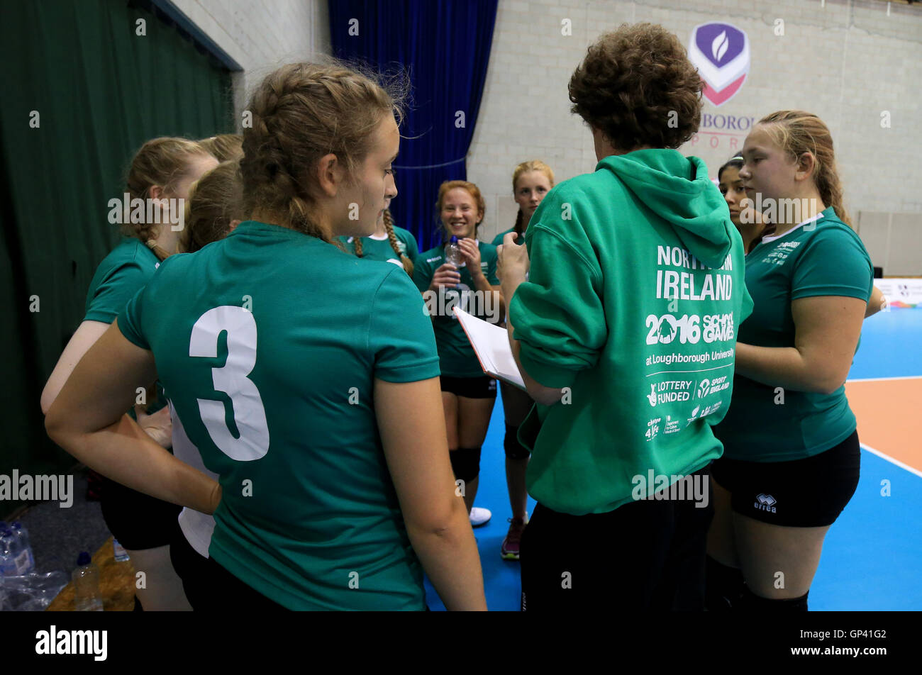 Northern Ireland players receive a team talk during the Volleyball on ...