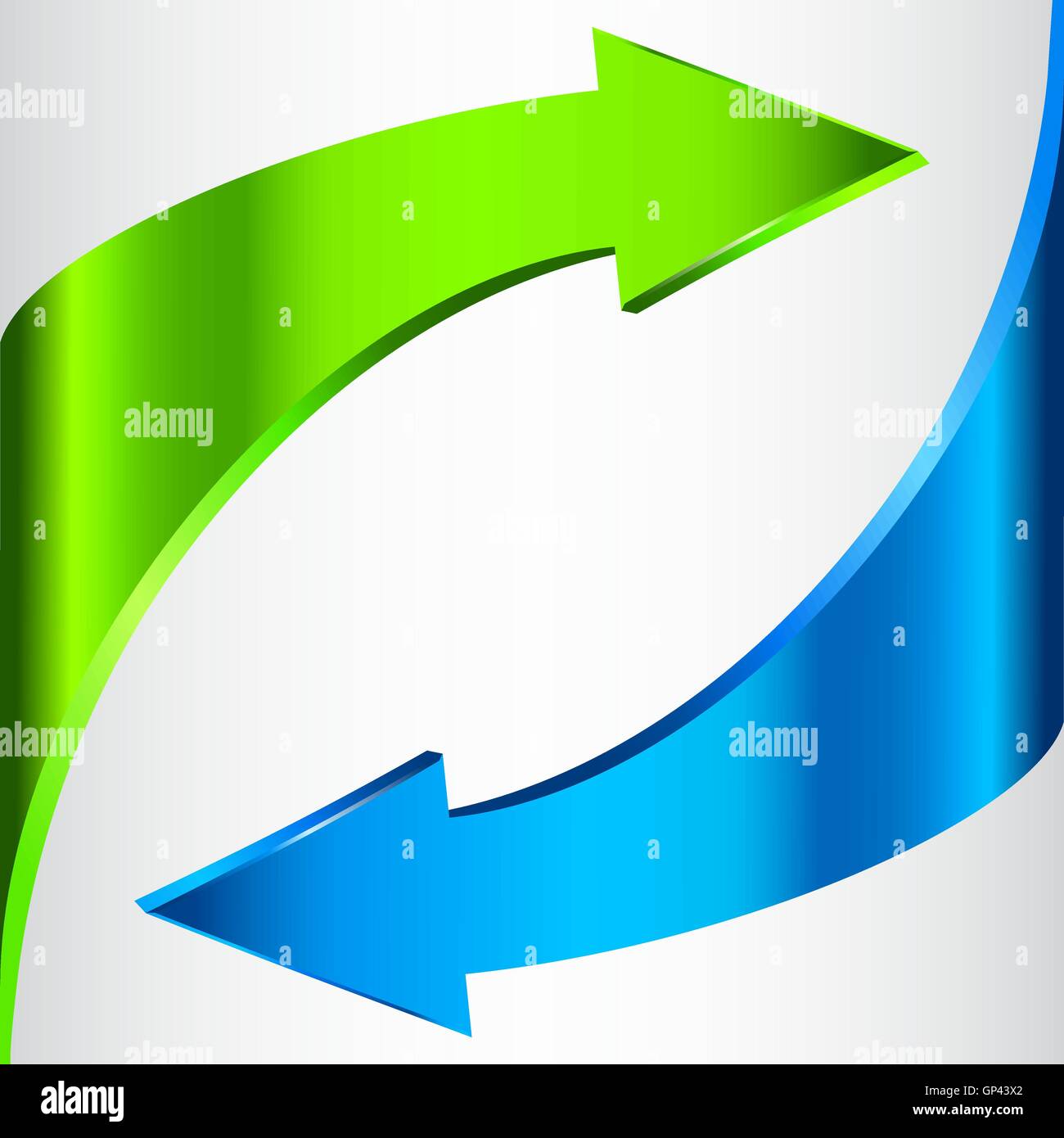 Arrows Sign. Blue Green Color. Isolated On White Stock Vector Image ...