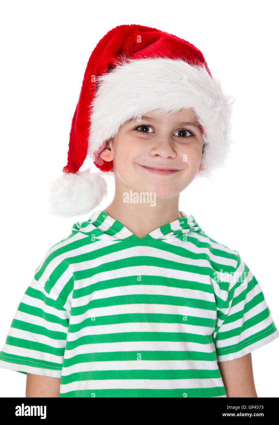 Boy dressed as Santa Claus Stock Photo - Alamy