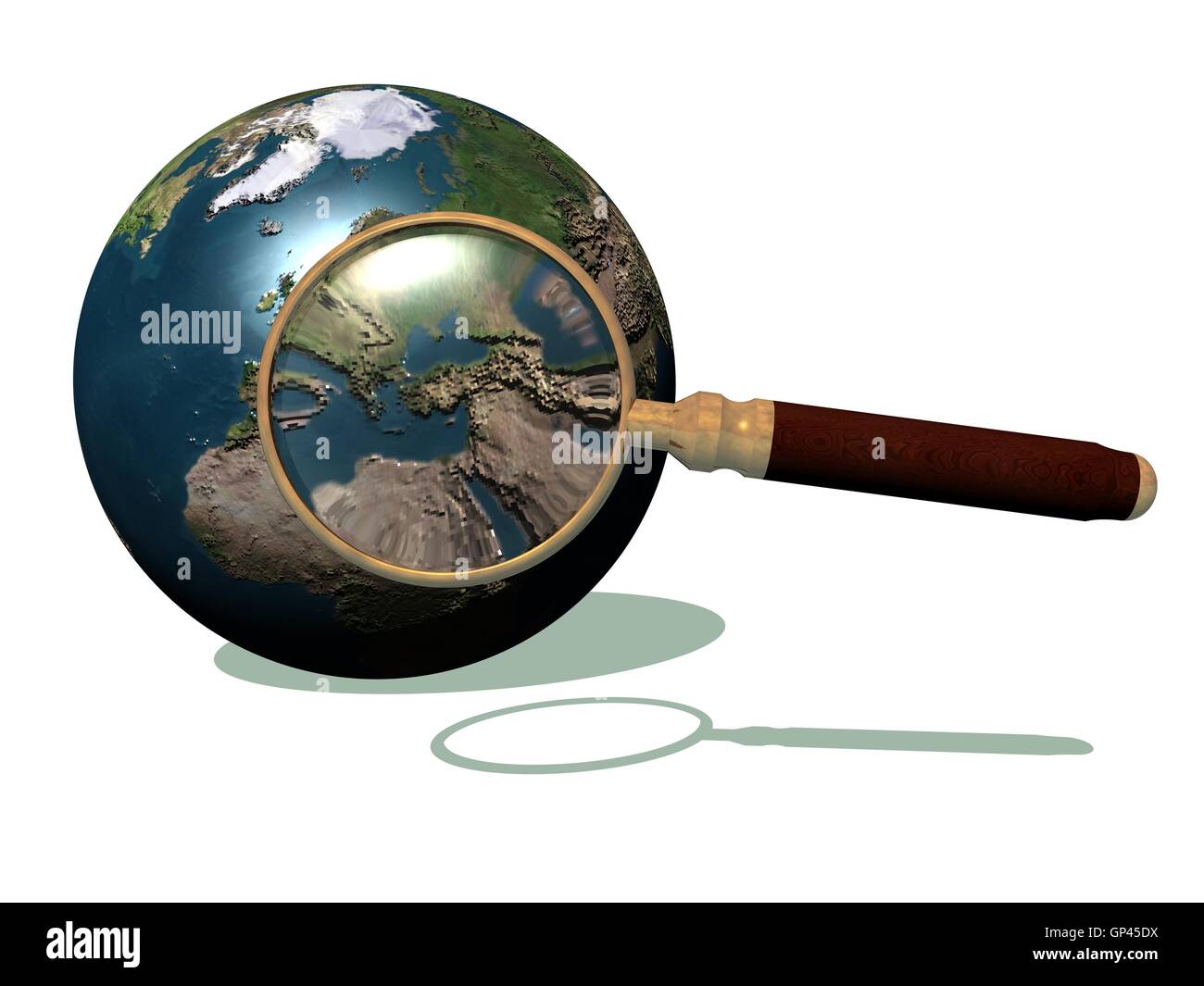Magnifier and earth Stock Photo - Alamy