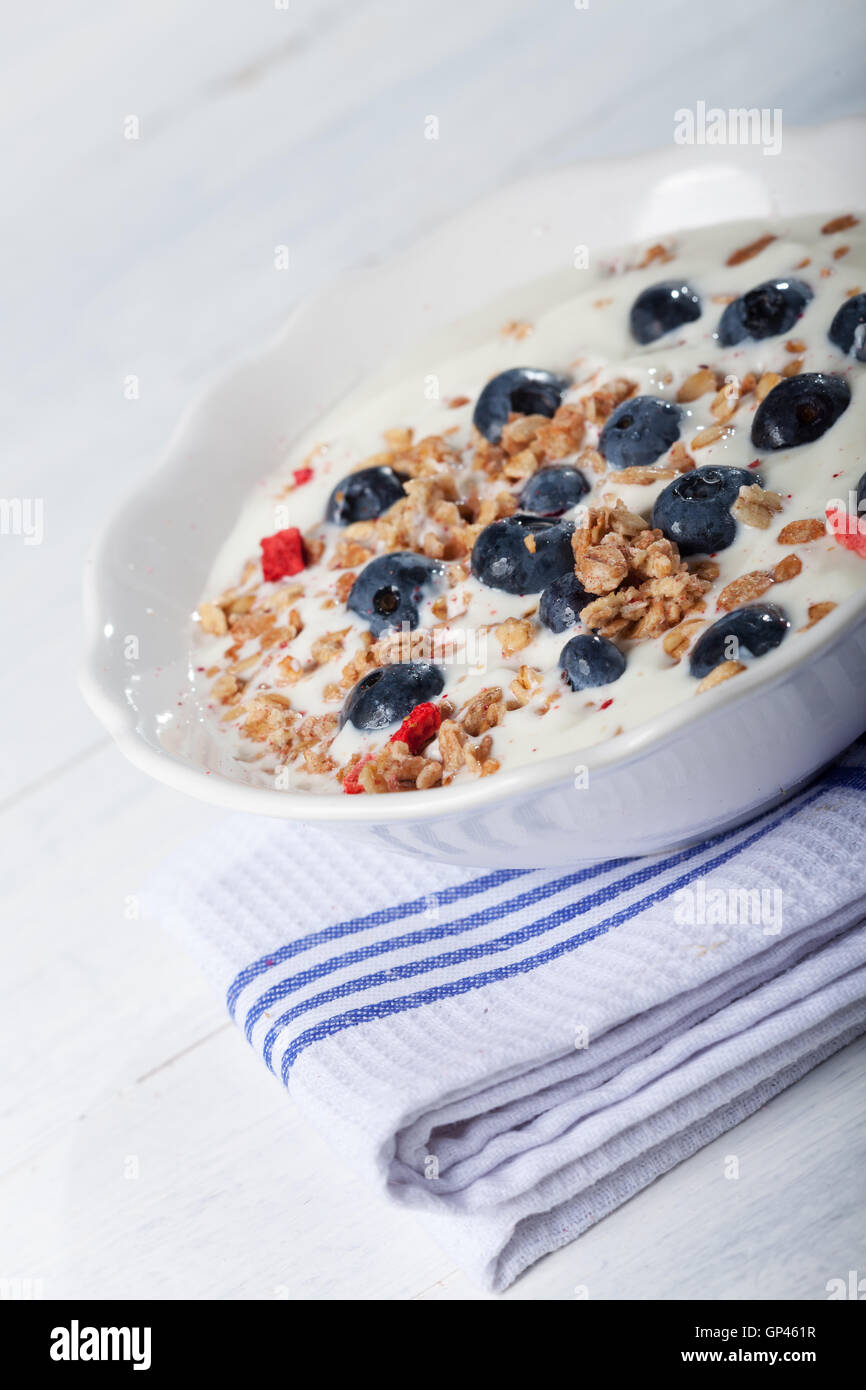 bowl of muesli with yoghurt Stock Photo - Alamy