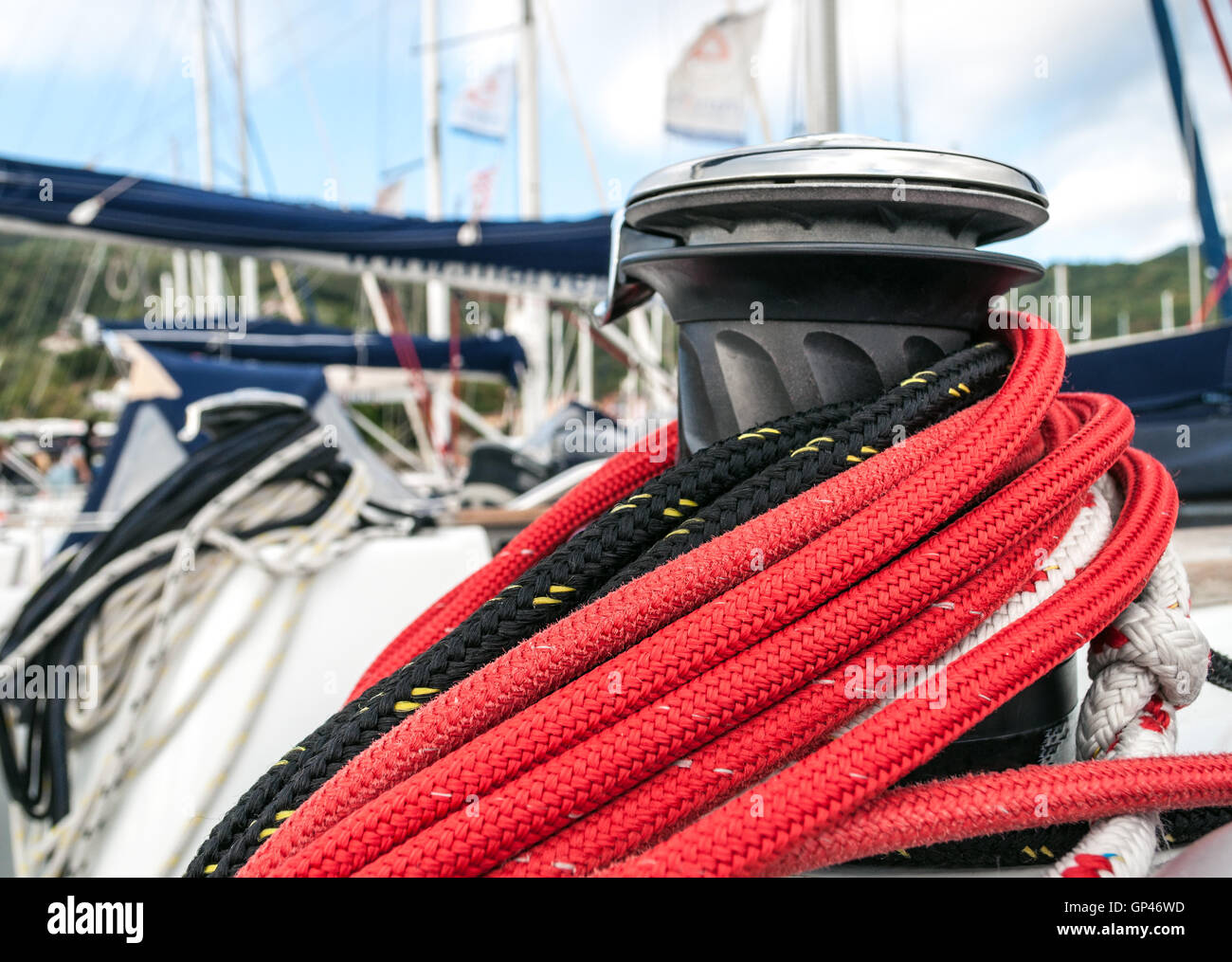winch in sailboat Stock Photo - Alamy