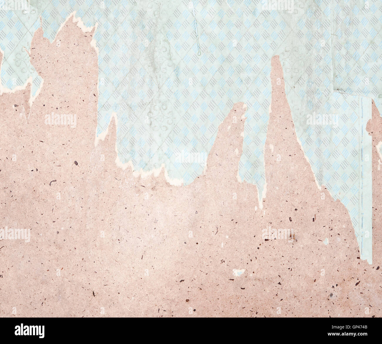 Fragment of old destroyed wall with wallpaper in abandoned house Stock ...