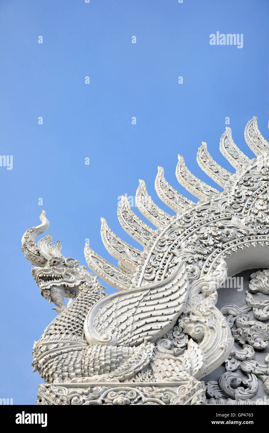 Creature statue on city pillar shrine of Nan district Thailand Stock ...