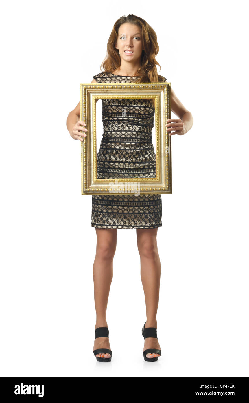 Picture frame and attractive woman Stock Photo - Alamy