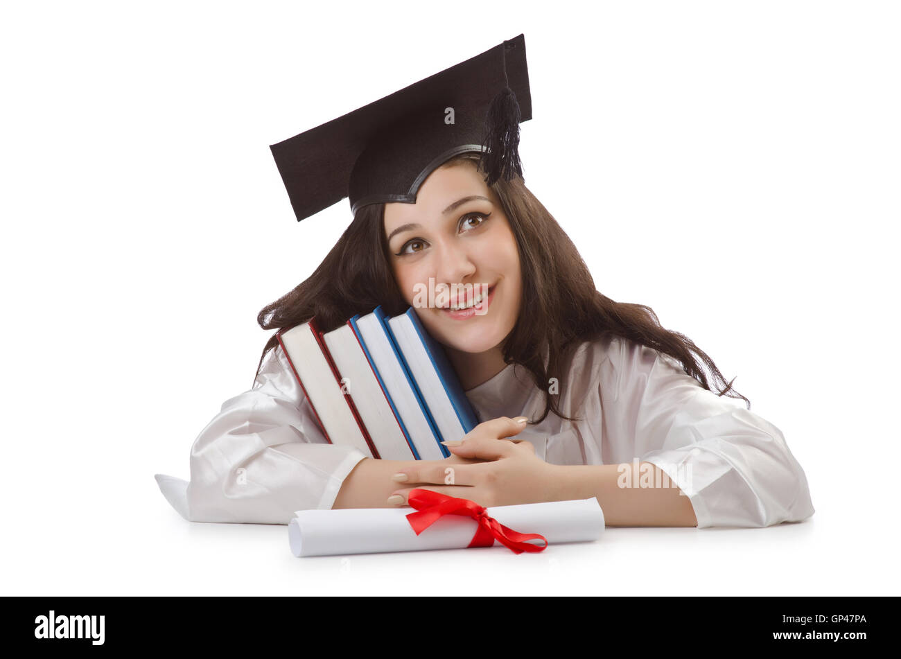 Young student with diploma on white Stock Photo - Alamy