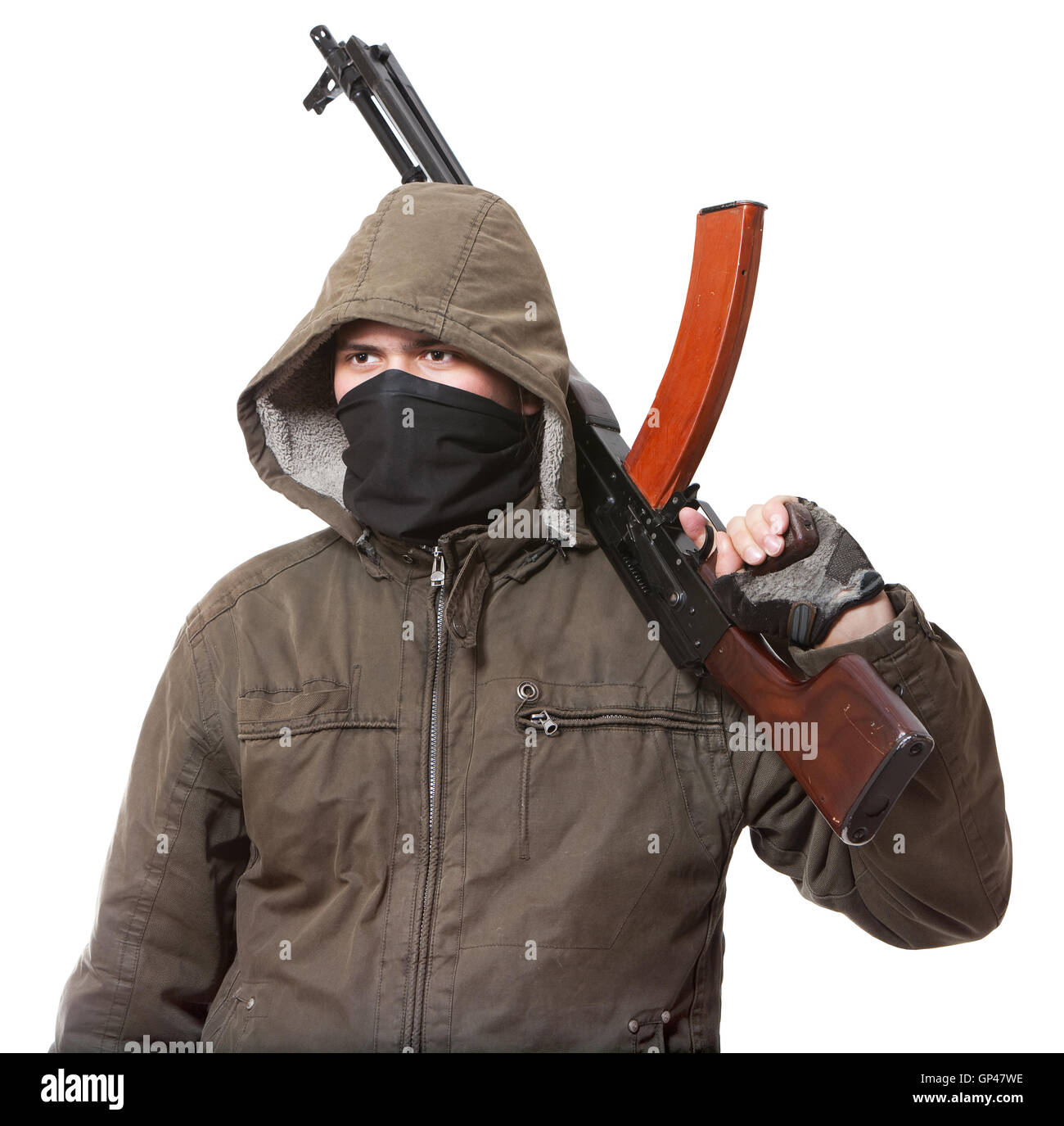 Terrorist with weapon Stock Photo - Alamy