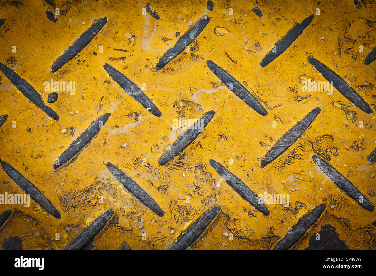 Steel floor plate paint with yellow pattern Stock Photo - Alamy