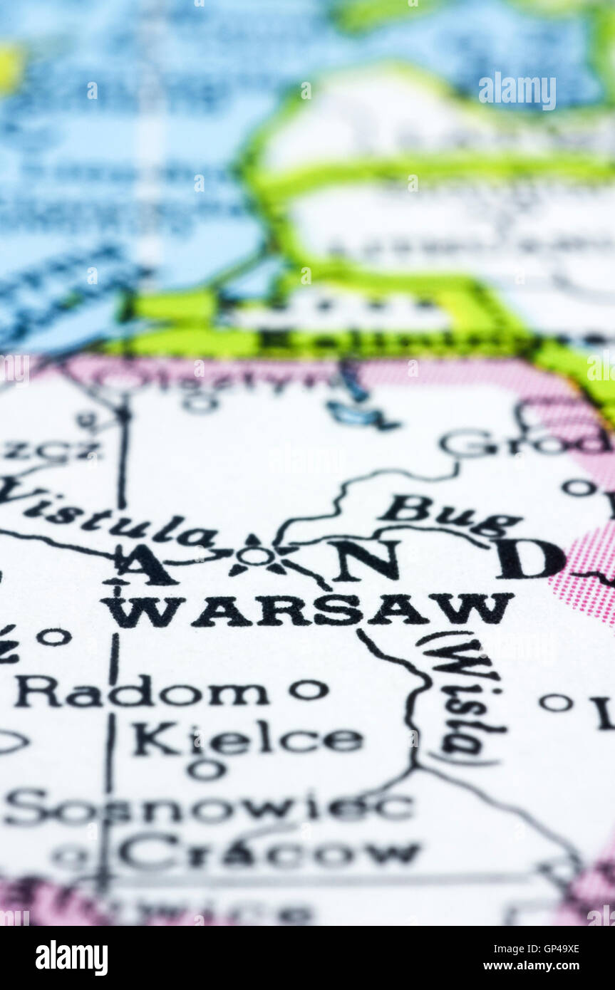 Warsaw city map hi-res stock photography and images - Alamy