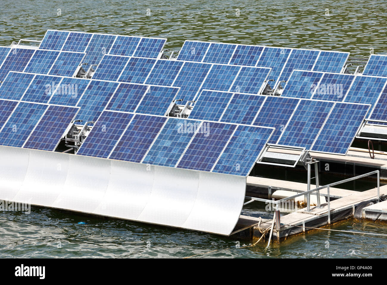 Solar panels on the water Stock Photo - Alamy