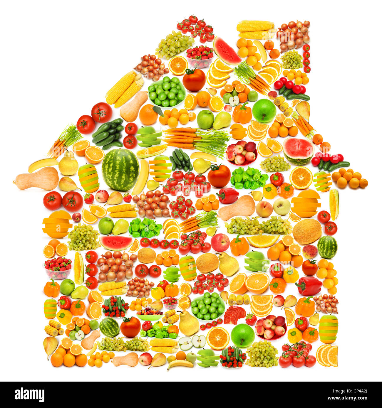 Silhoette made from various fruits and vegetables Stock Photo - Alamy
