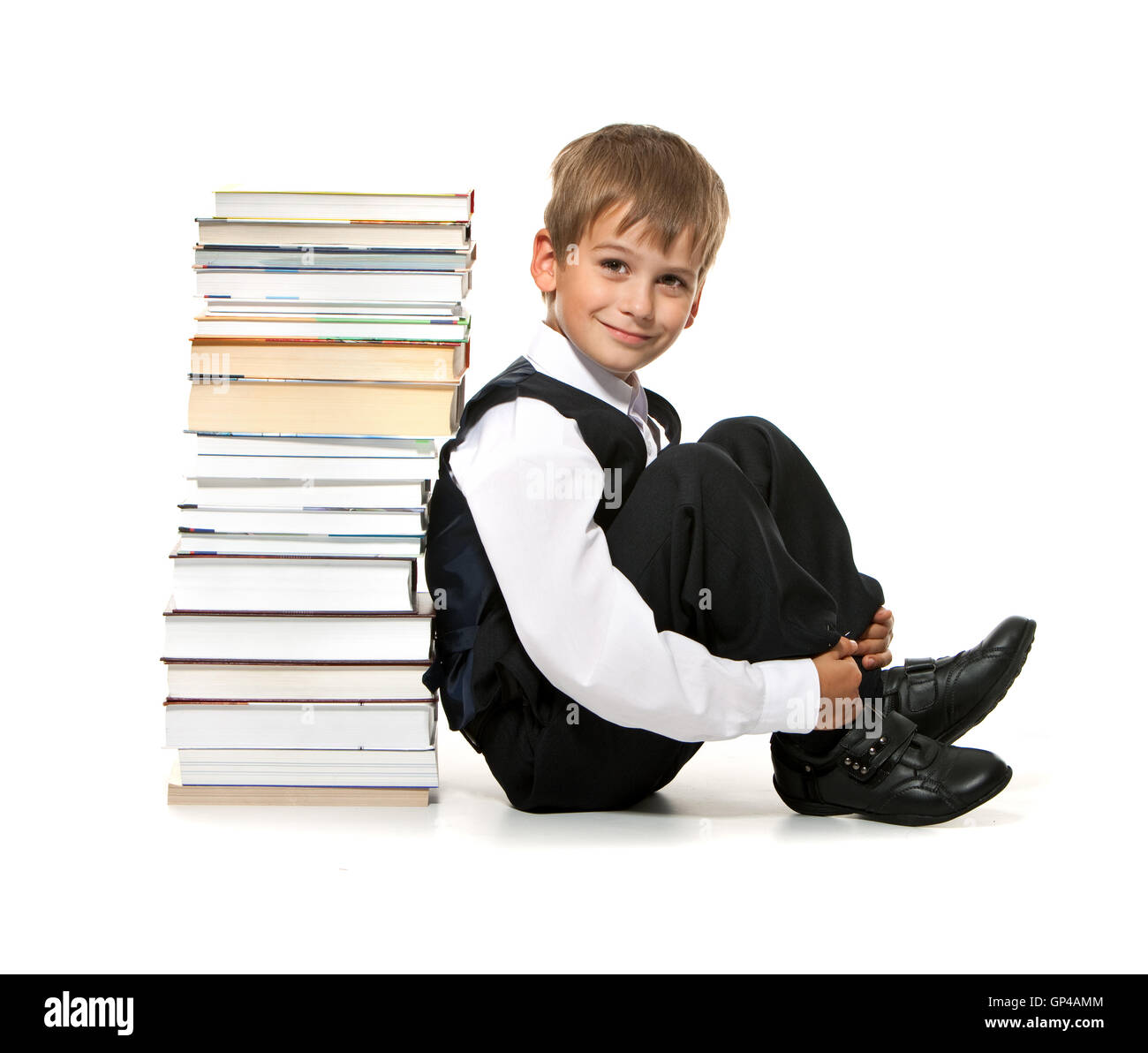 Boy and books Stock Photo - Alamy