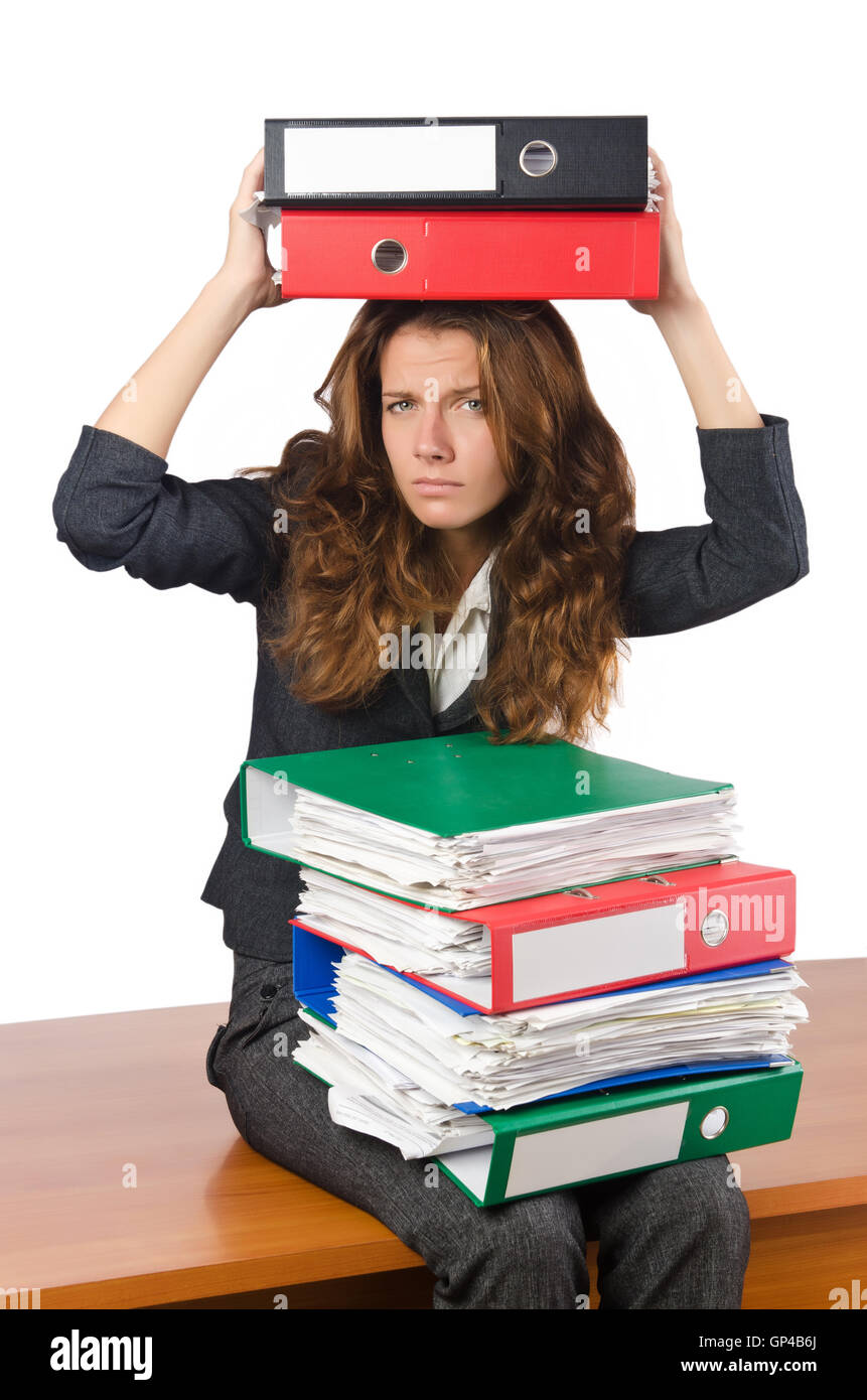 Busy woman at workplace Stock Photo - Alamy