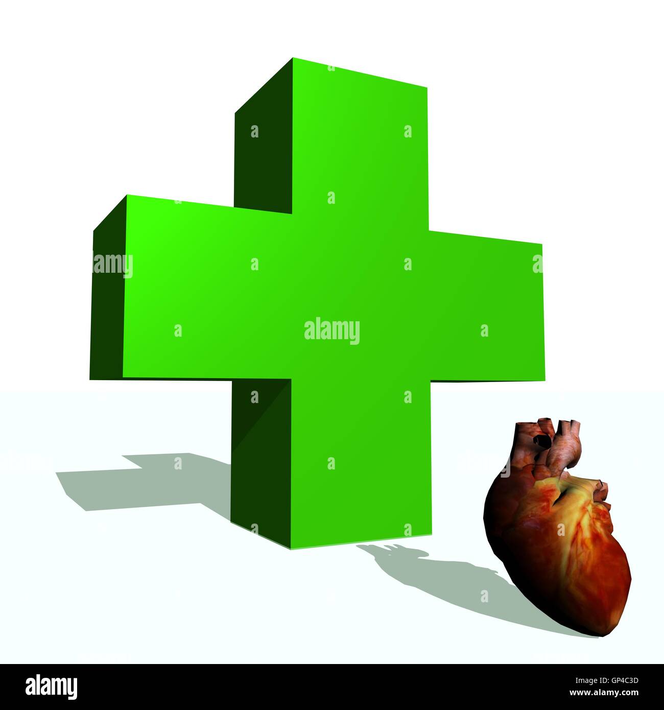Green cross and heart Stock Photo - Alamy
