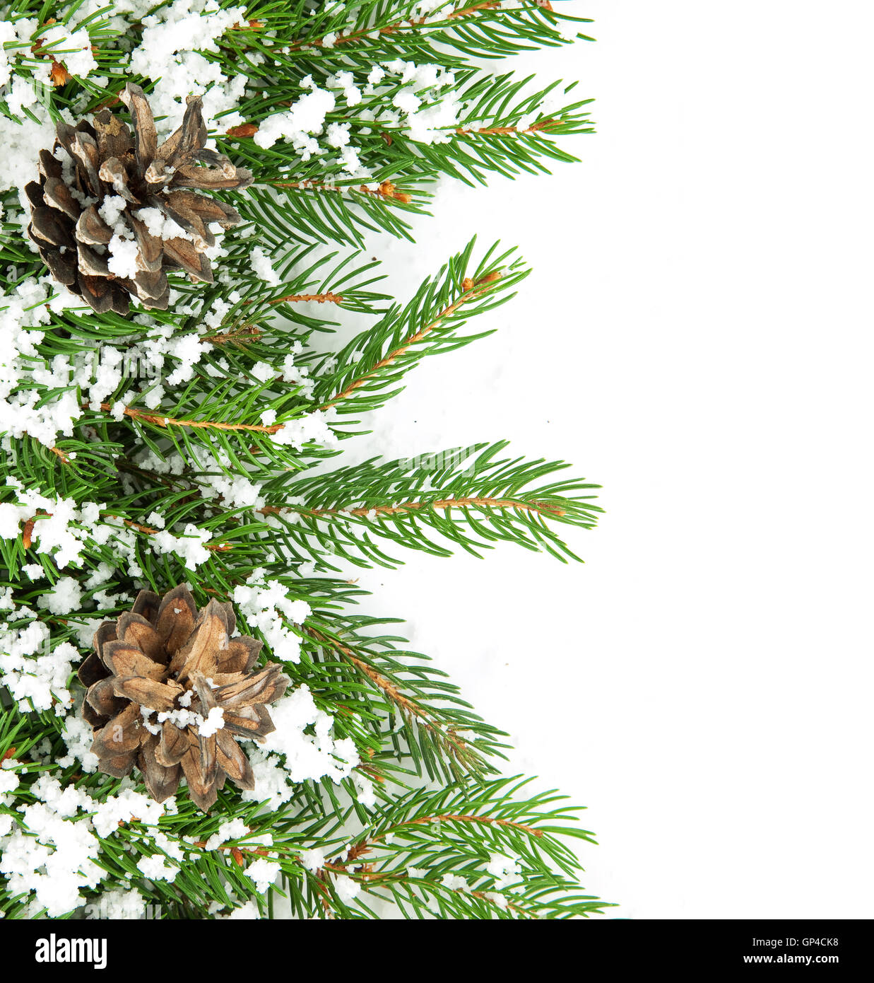 Christmas framework with snow and cones Stock Photo - Alamy