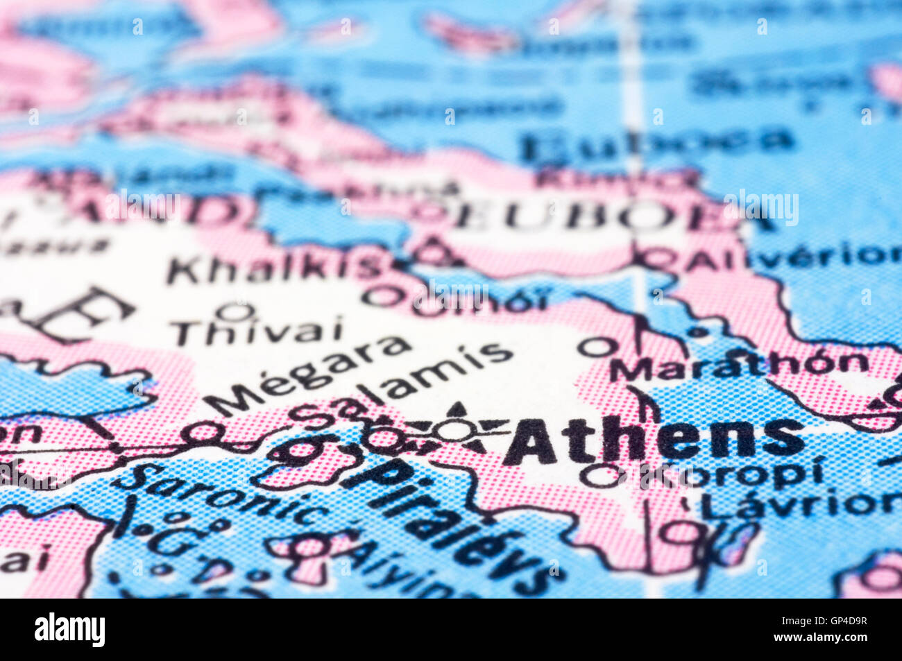 close up of Athens on map, Greece Stock Photo - Alamy