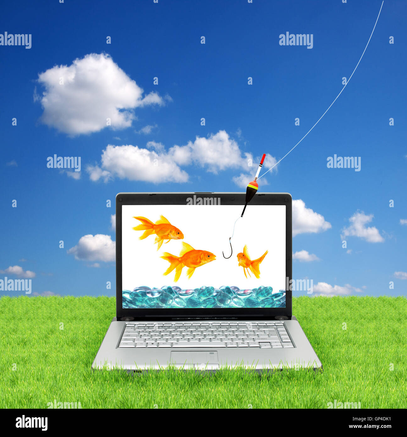 Goldfish in a laptop Stock Photo - Alamy