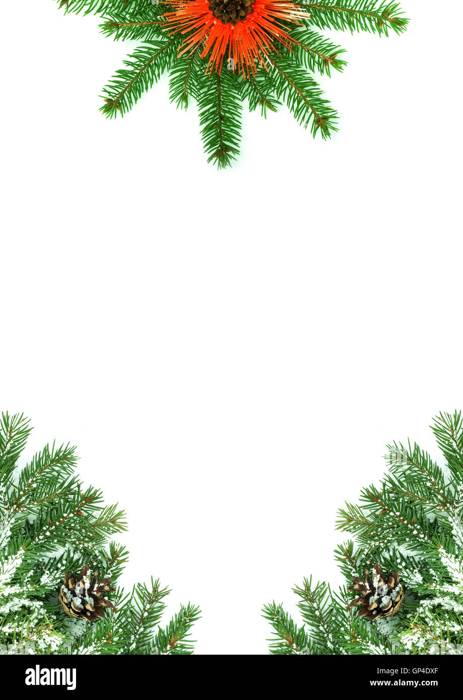 Christmas framework with snow and cones Stock Photo - Alamy