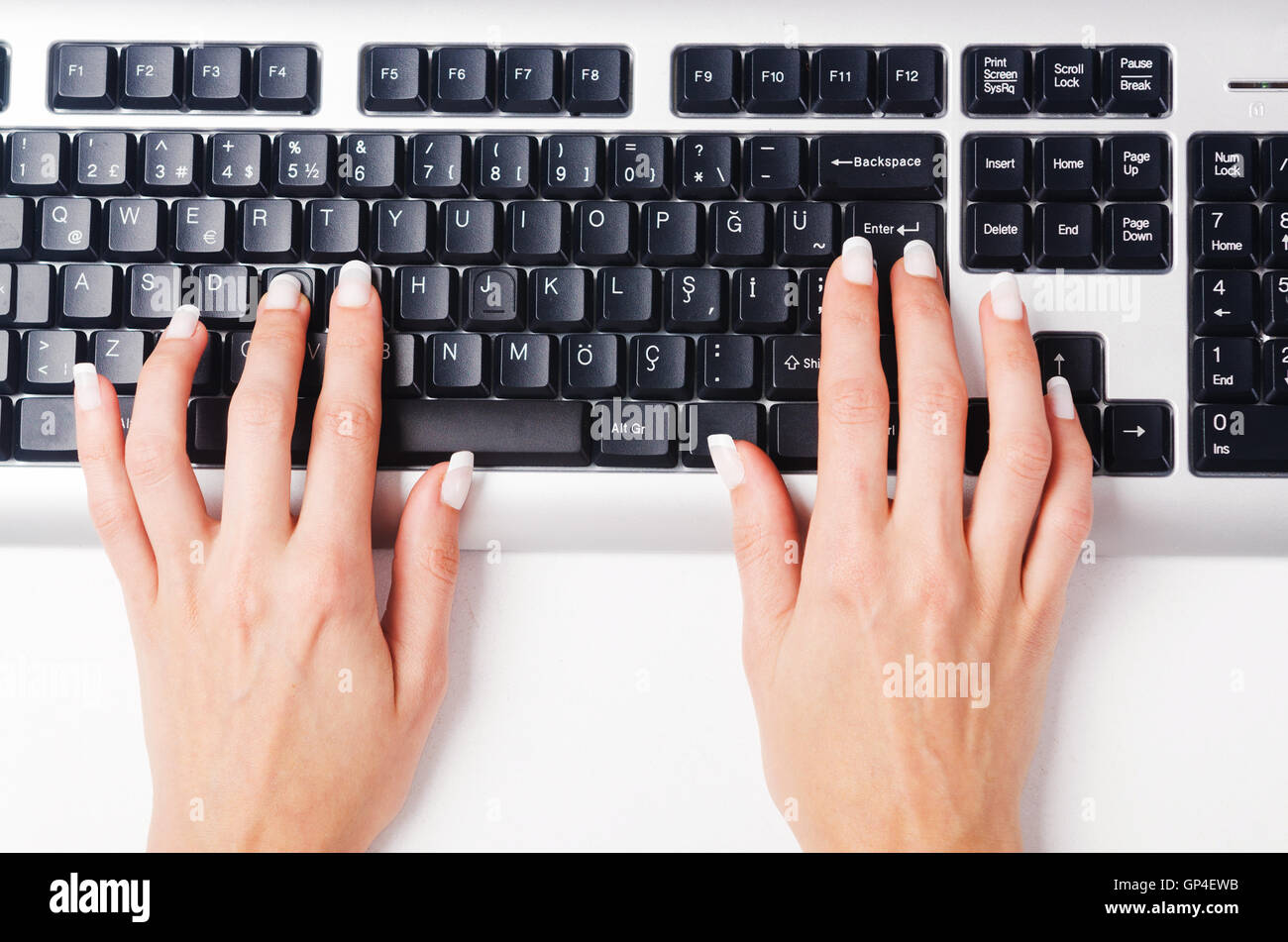 Hands working on the keyboard Stock Photo - Alamy