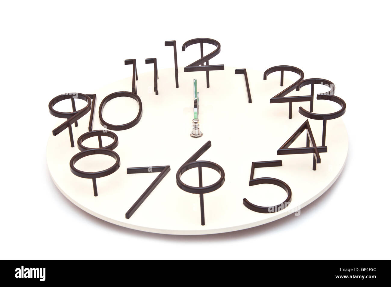 Top area of a wall clock showing 12 am pm Stock Photo - Alamy